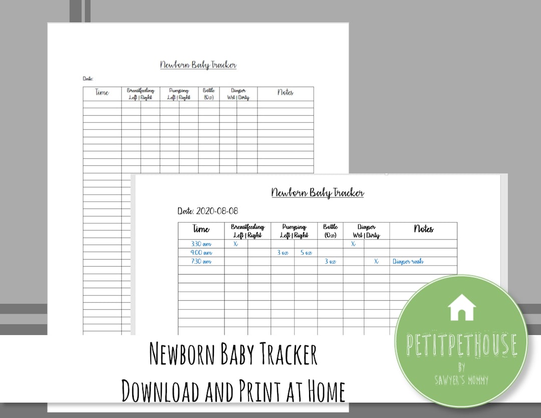 Instant Download: Newborn Baby Feeding and Diaper Tracker | Newborn ...