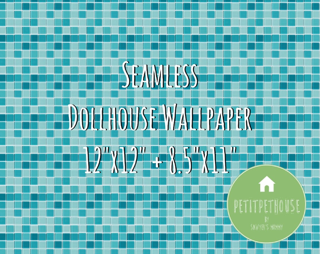 Printable Seamless Ocean Blue Glass Tiles Miniature Dollhouse Wallpaper ...
