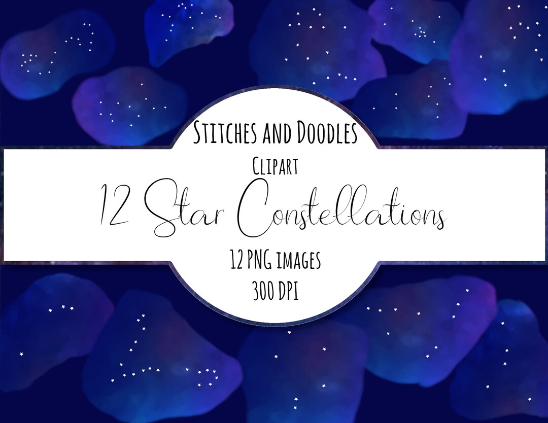 12 Star Constellations Watercolour Clipart, Zodiac Constellations Clip ...