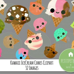 Instant Download: Kawaii Ice Cream PNG Clipart, Chocolate Icecream Clip ...