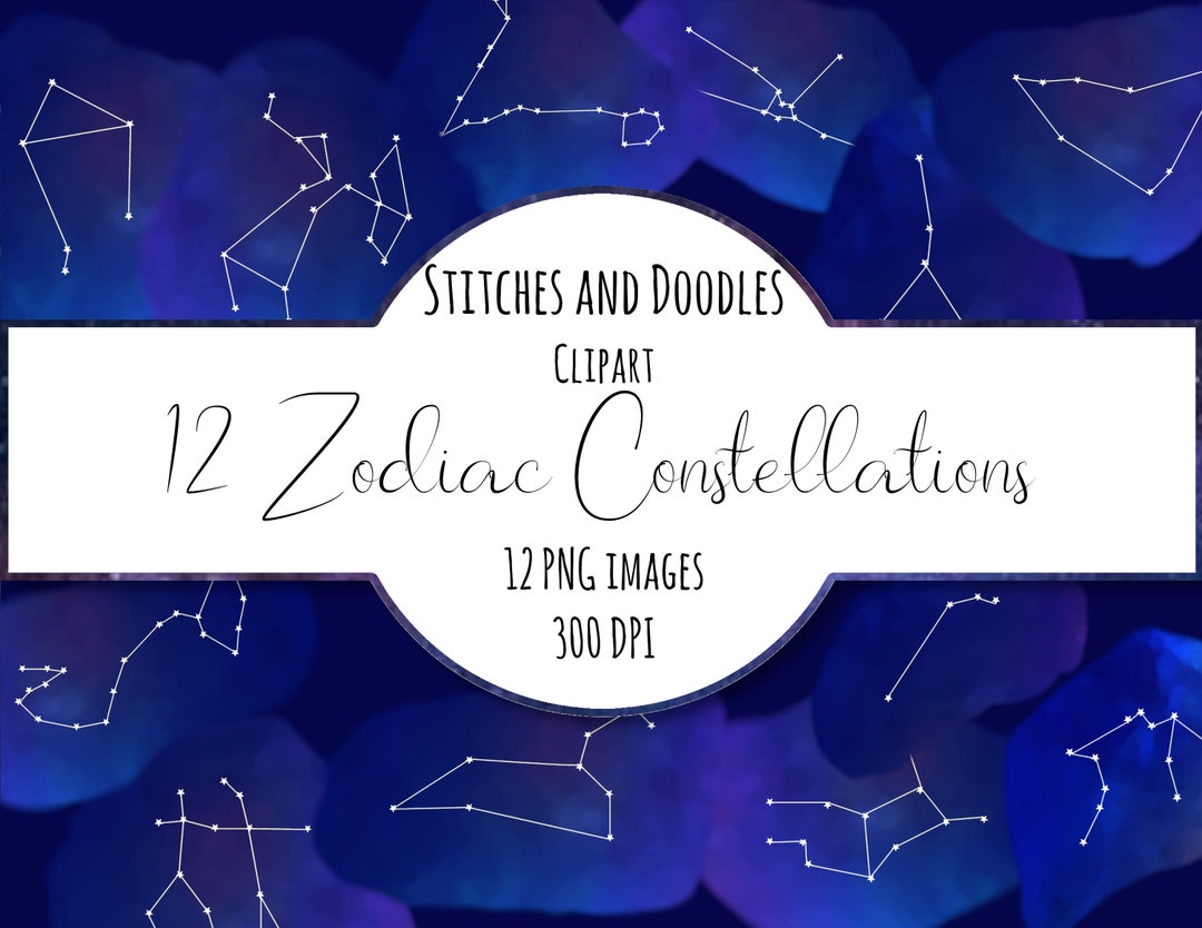 12 Zodiac Clip Art, Watercolor Constellations Clipart, Water Colour ...