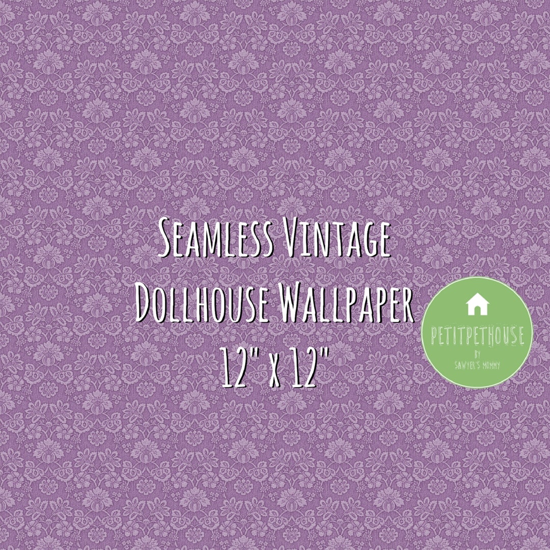 Printable Seamless Vintage Wallpaper - Light Purple | Miniature ...