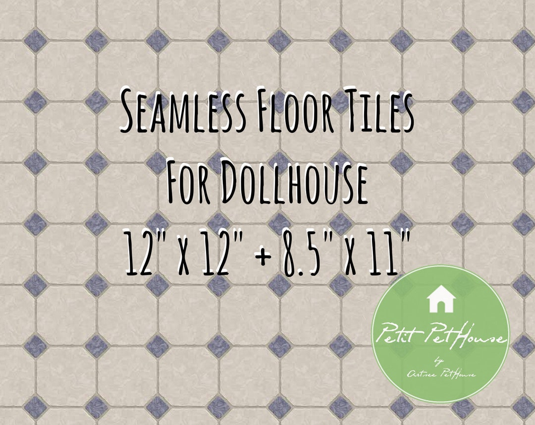 Printable Seamless Blue Diamond Floor Tiles Dollhouse Flooring - 12" X ...