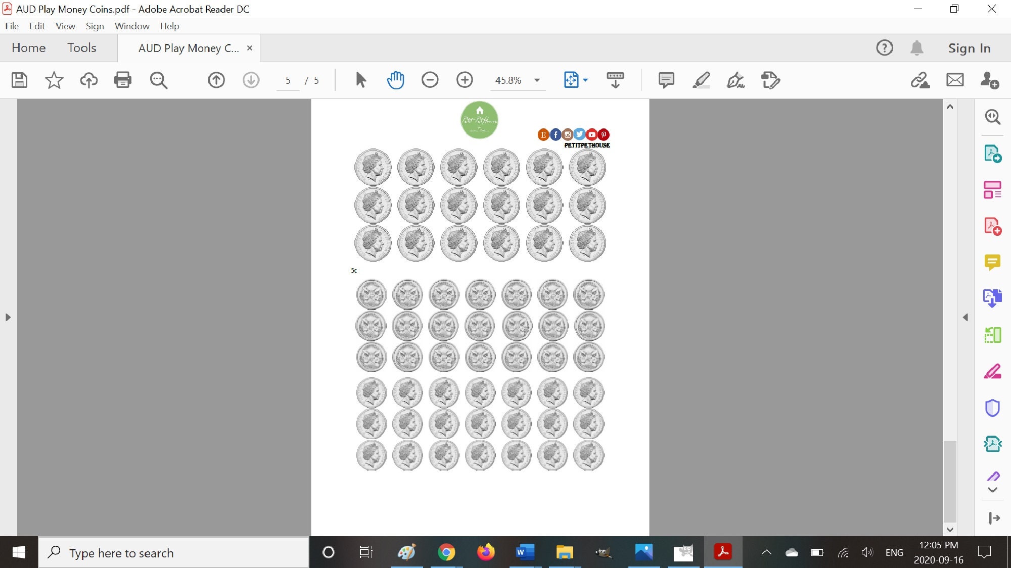 Printable Australian AUD Money Coins (double Side) for Kids | Pretend ...