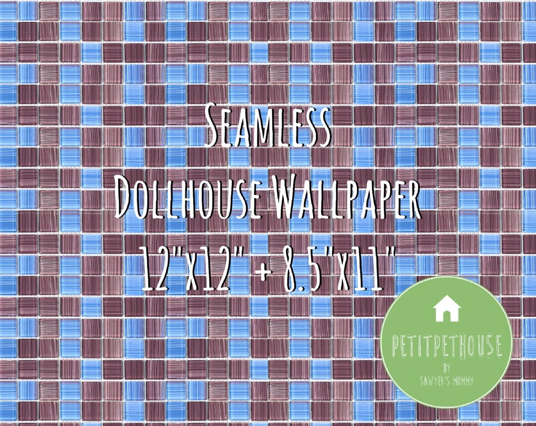 Printable Seamless Blue Brown Mosaic Tiles Miniature Dollhouse ...