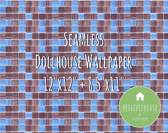 Printable Seamless Blue Brown Mosaic Tiles Miniature Dollhouse | Etsy