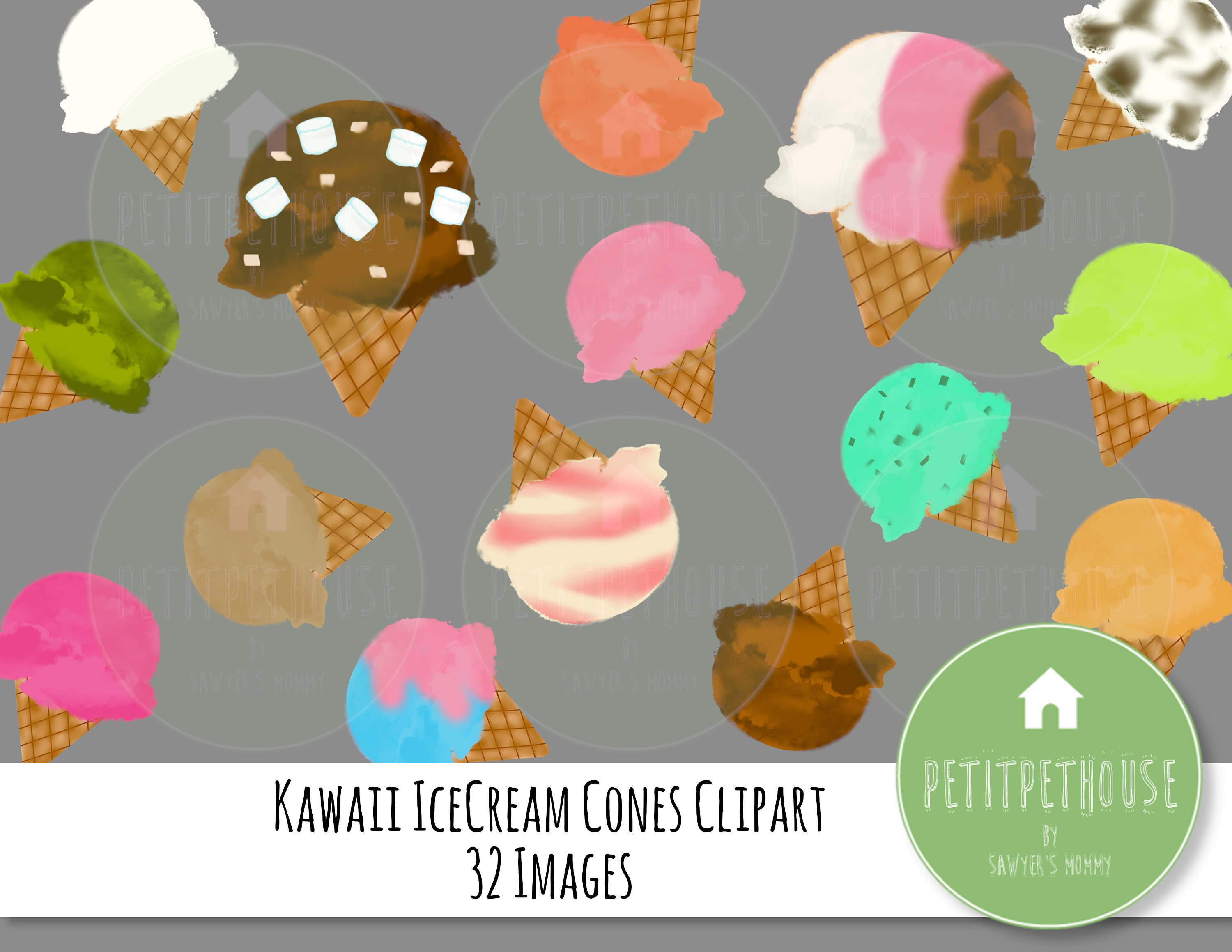 Instant Download: Kawaii Ice Cream PNG Clipart Chocolate | Etsy