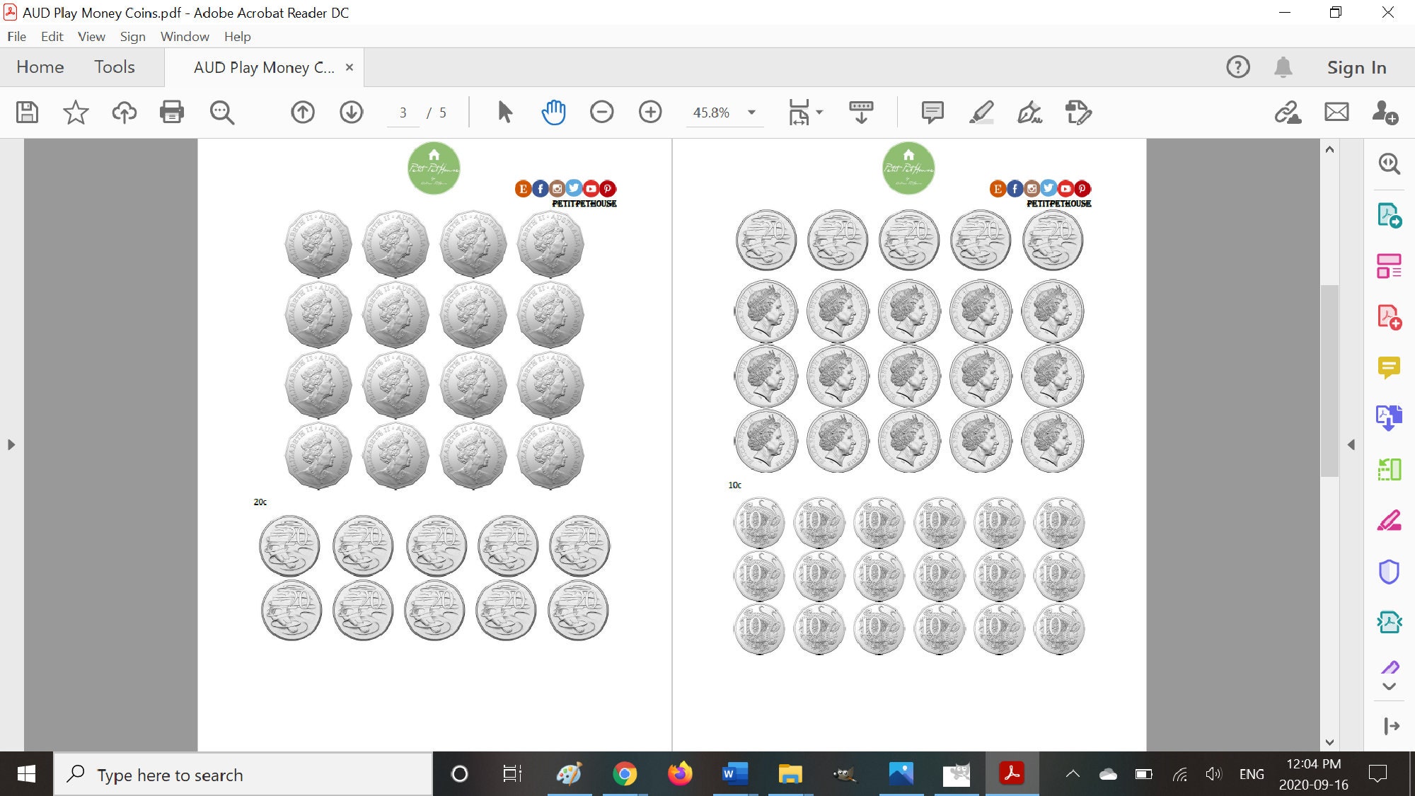 Printable Australian AUD Money Coins (double Side) for Kids | Pretend ...