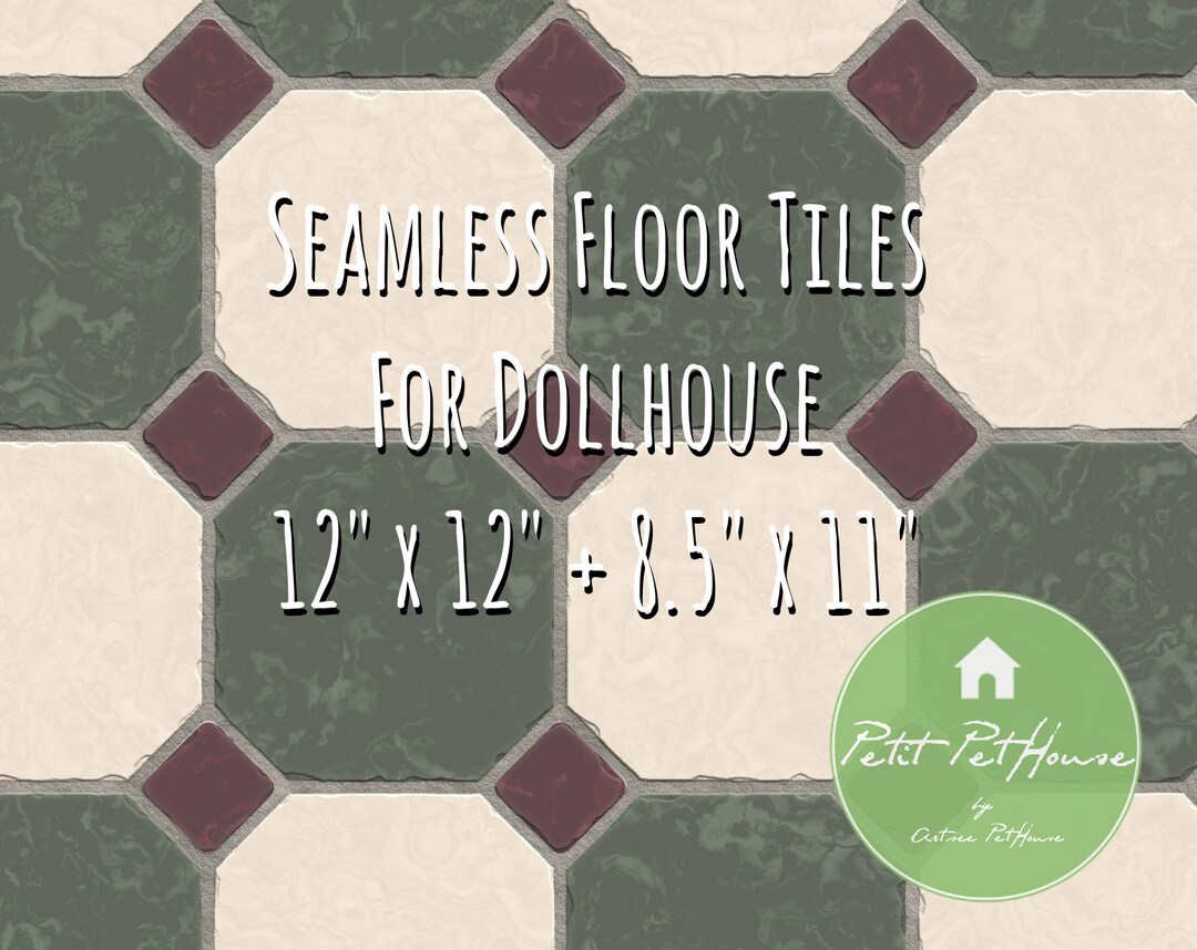 Printable Seamless Green & Beige Large Floor Tiles Dollhouse Flooring ...