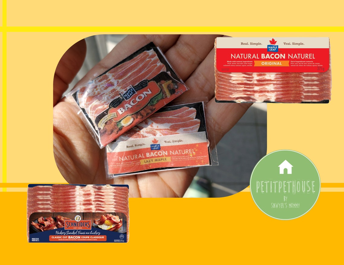 Printable 1:6 Miniature Play Scale Bacon Paper Doll Food | Etsy