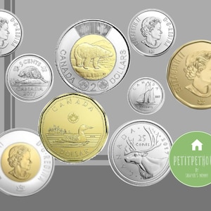 Printable Canadian CAD Money Coins (double Side) for Kids, Pretend Play ...