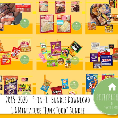 Printable 1:12 Miniature Junk Food Snack 8-in-1 Bundle for - Etsy