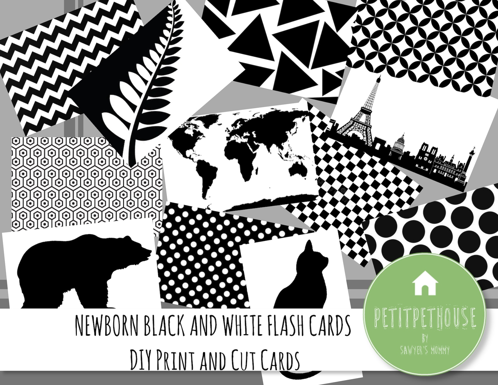 Instant Download | Newborn Baby Black and White Flash Cards (set of 15 ...