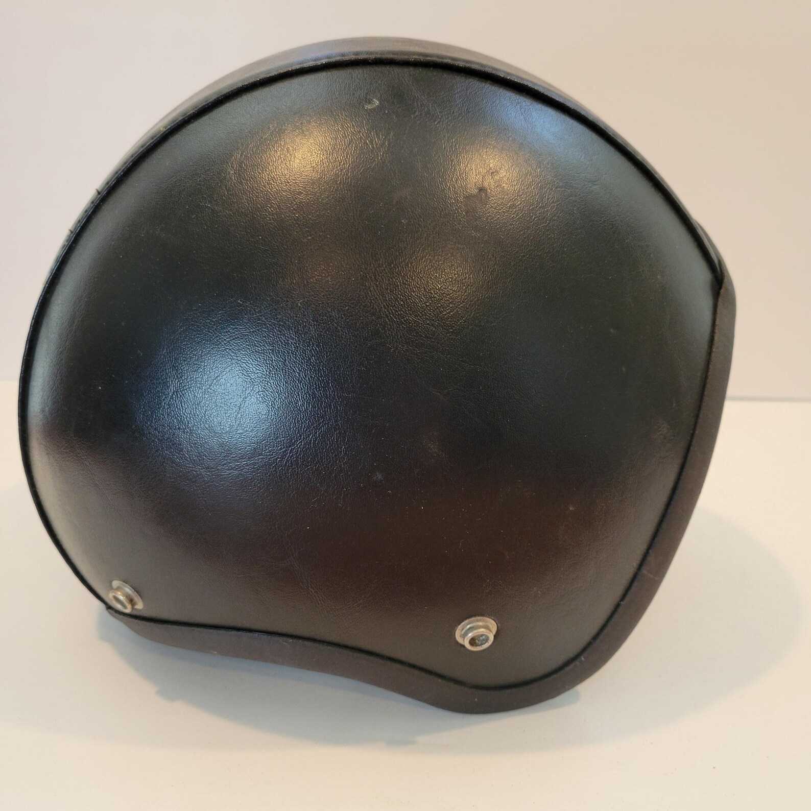 Vintage Harley Davidson Motorcycle Helmet Shell Black Leather No Inner ...
