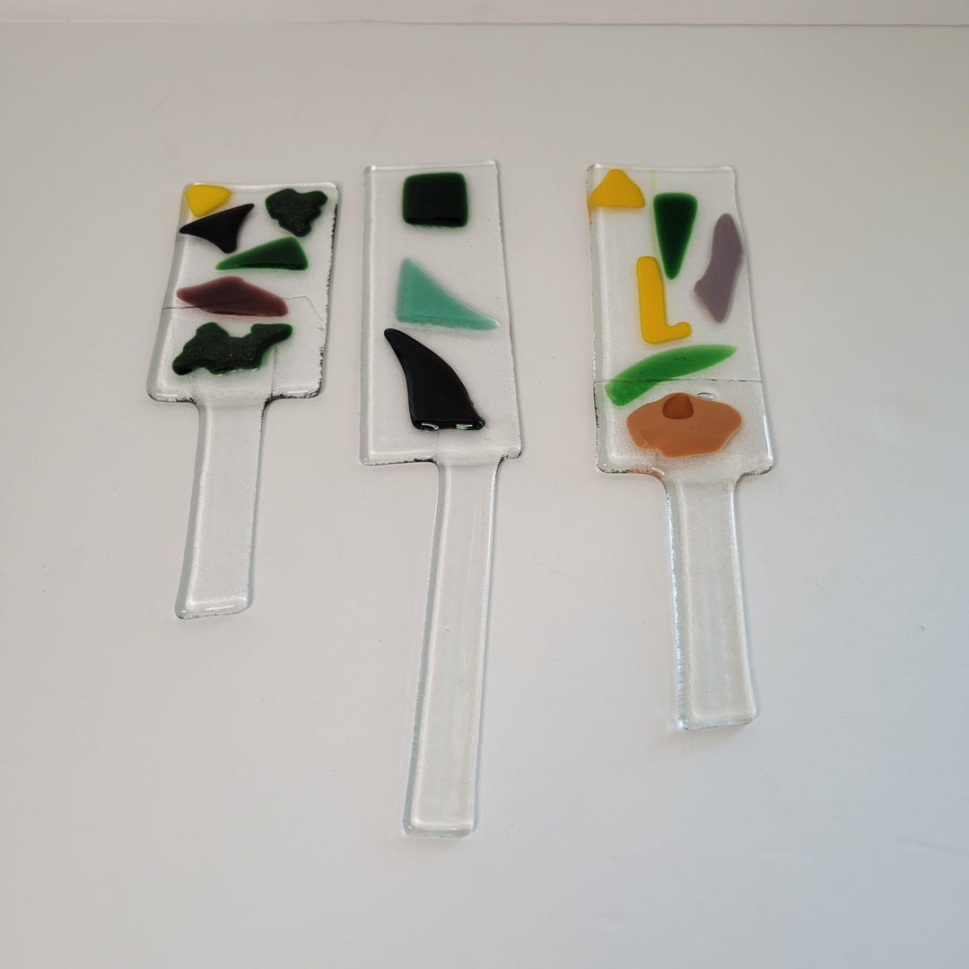 Fused Glass Plant Stakes Garden Stakes Decorative Lot of 3 Rectangle ...