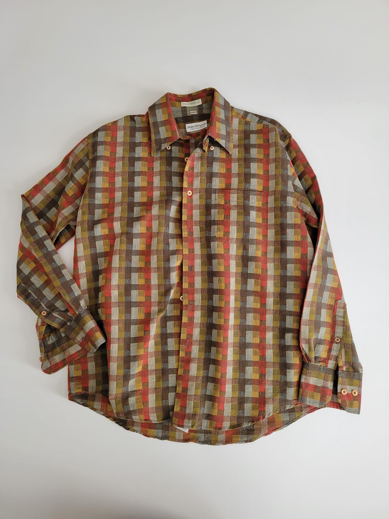 Vintage Norm Thompson Long Sleeve Checkered Pattern Shirt Size Medium ...