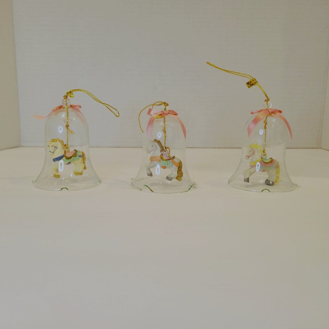 Vintage Glass Bell Carousel Horse Ornaments Pastel Lot of 3 EUC - Etsy