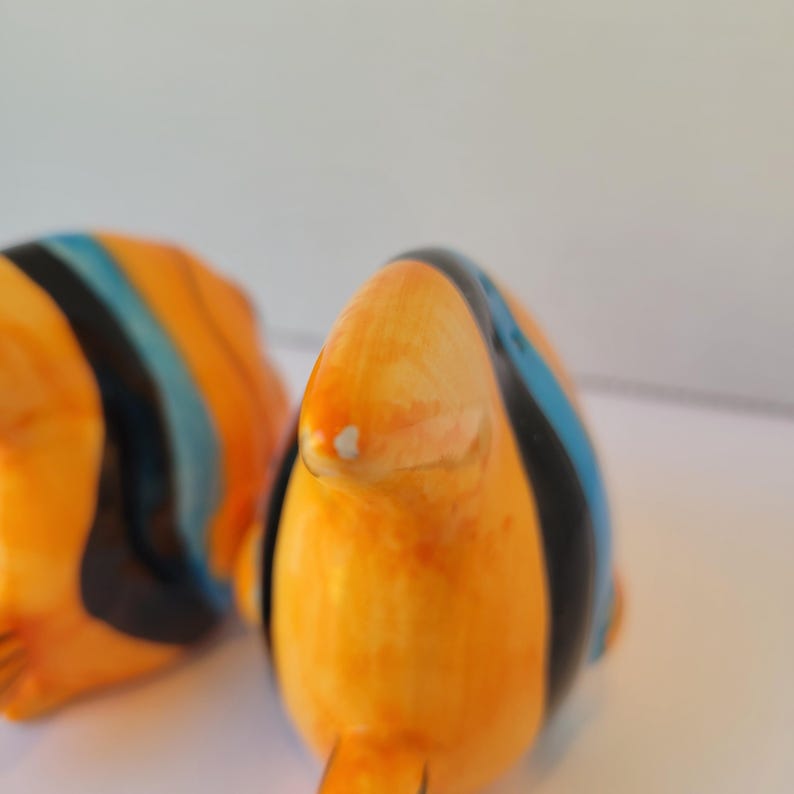 Kissing Fish Salt and Pepper Shakers Orange Tropical Magnetic Clownfish ...