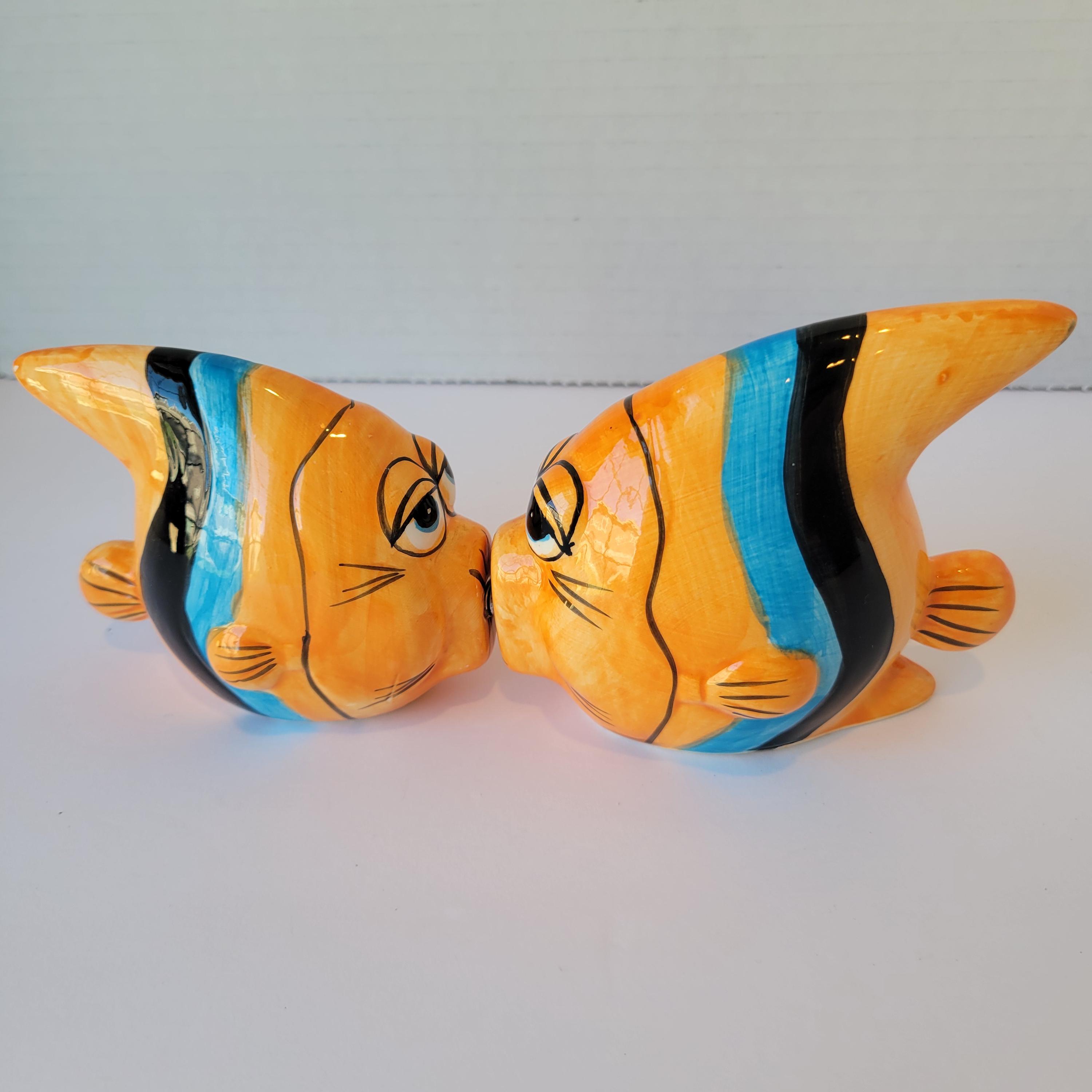 Kissing Fish Salt and Pepper Shakers Orange Tropical Magnetic Clownfish ...