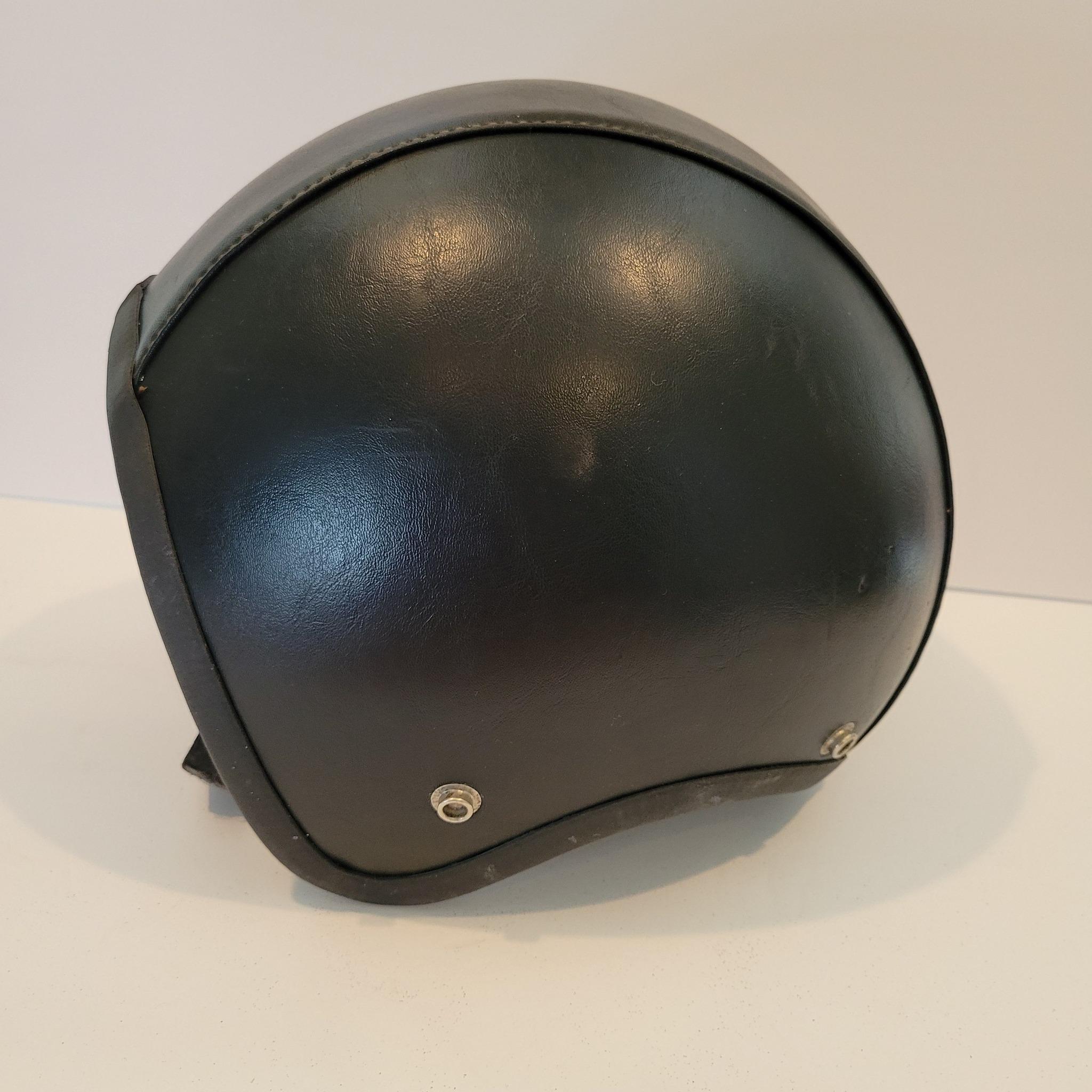 Vintage Harley Davidson Motorcycle Helmet Shell Black Leather No Inner ...