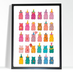Pink Rainbow Gummy Bears, Digital Download, Printable, Print, Wall Art ...