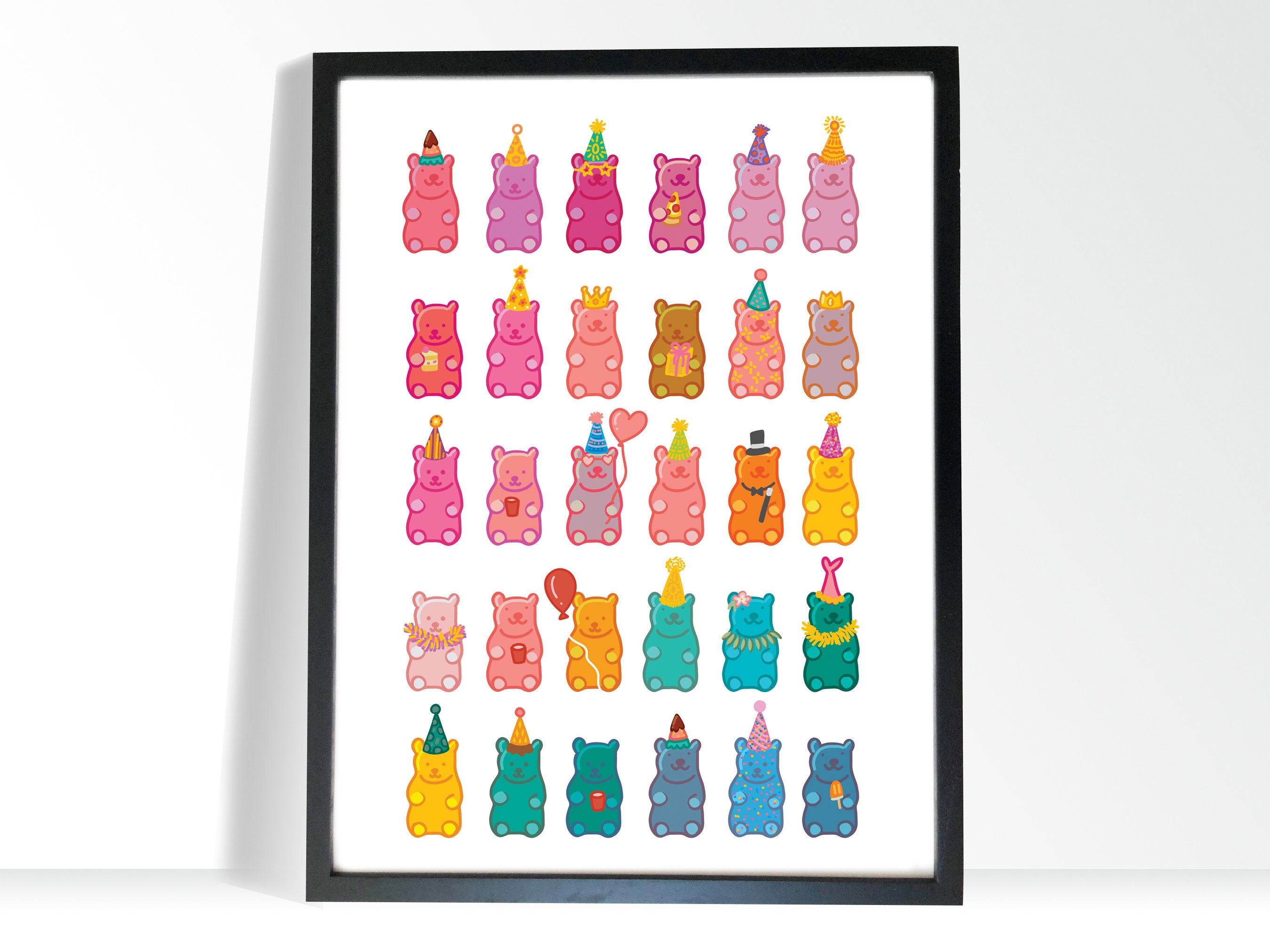Pink Rainbow Gummy Bears, Digital Download, Printable, Print, Wall Art ...