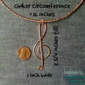 Treble Clef Music Note Pendant in Copper With Hand Twisted Copper ...