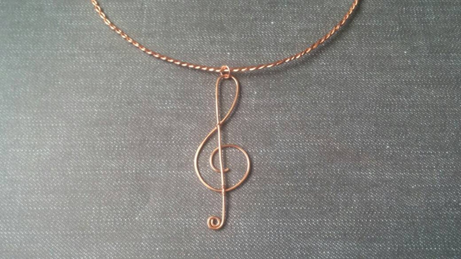 Treble Clef Music Note Pendant in Copper With Hand Twisted - Etsy