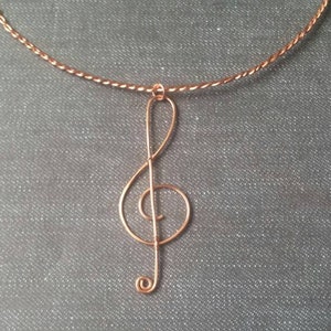 Treble Clef Music Note Pendant in Copper With Hand Twisted Copper ...