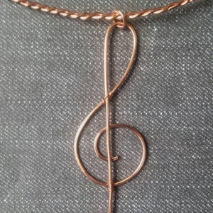 Treble Clef Music Note Pendant in Copper With Hand Twisted Copper ...