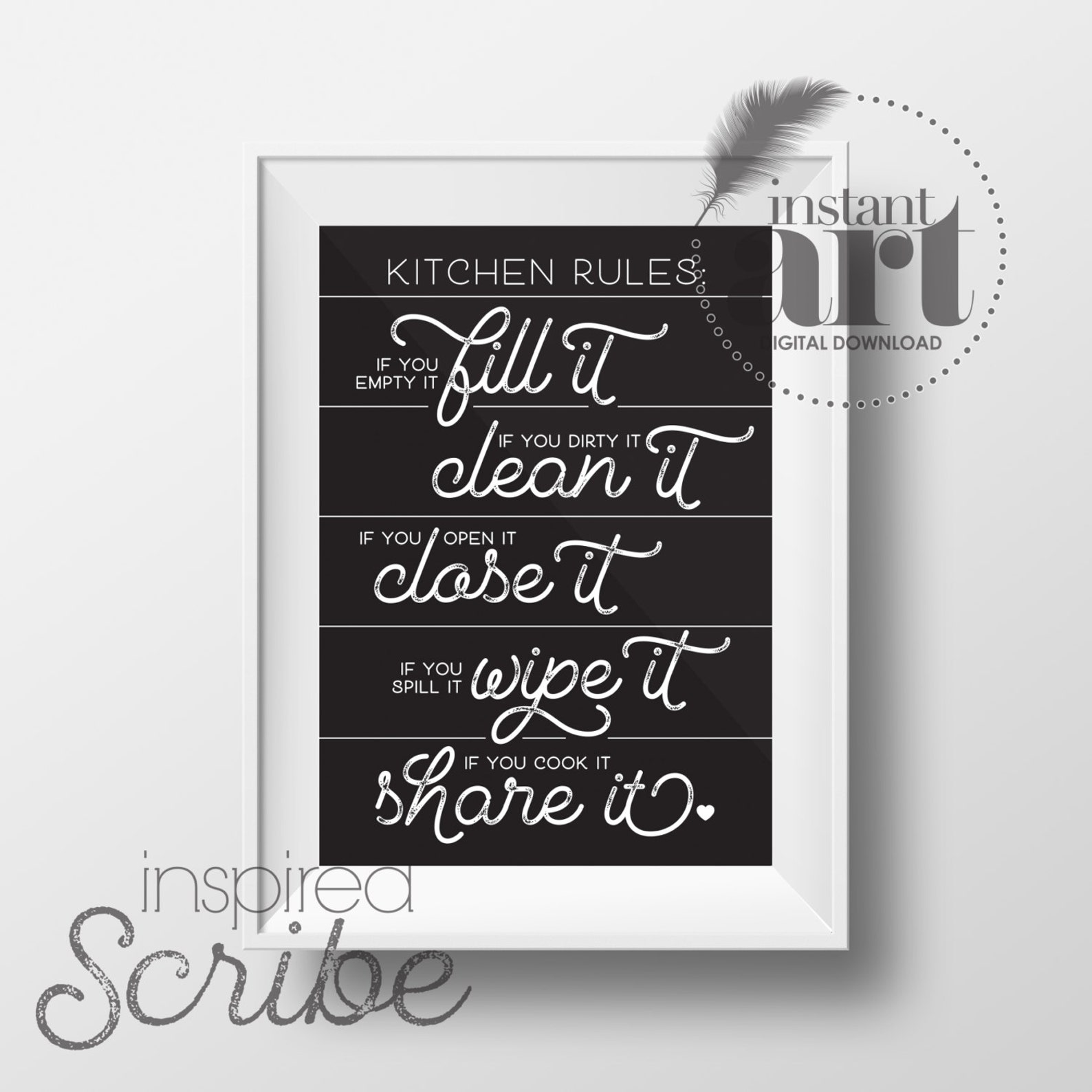 Kitchen Rules Kitchen Art Instant Digital Print - Etsy
