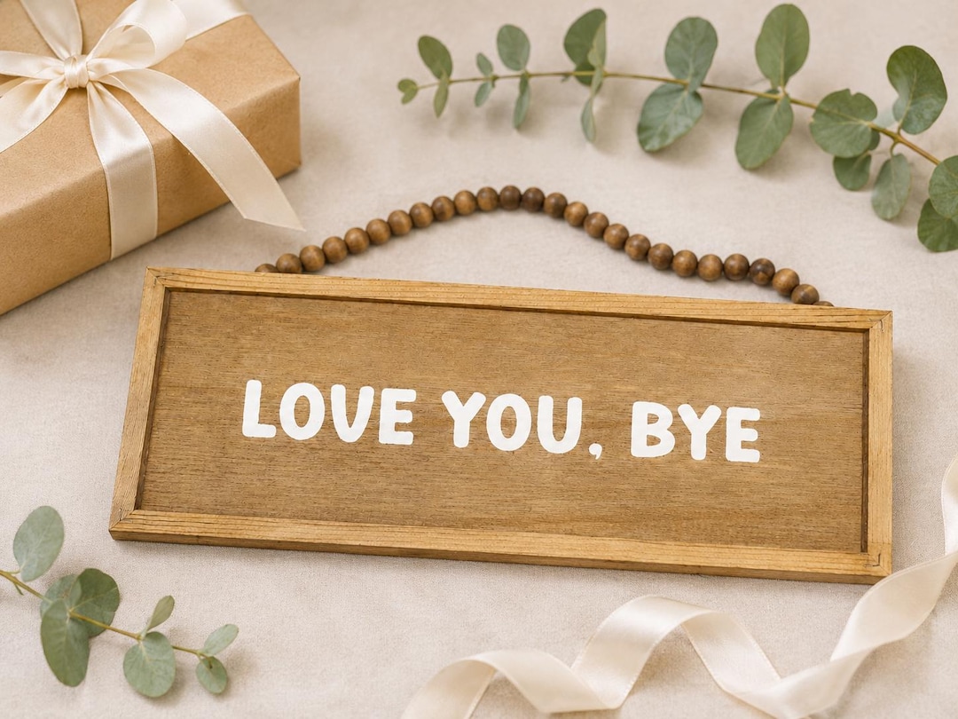 Love You Bye – Wood Bead Hanging Sign, Farmhouse Entryway Wall Decor ...