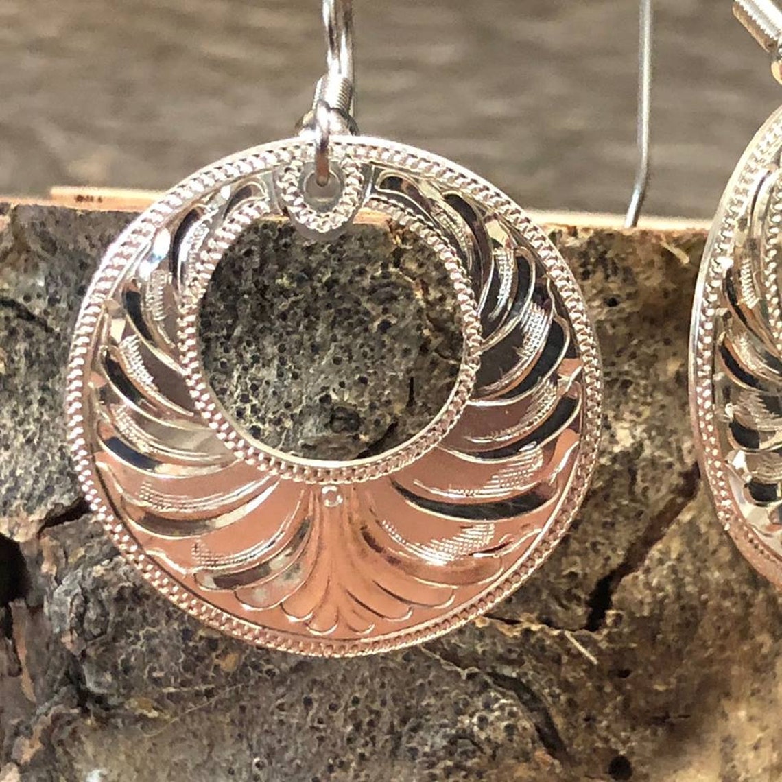 Sterling Silver Earrings Hand Engraved | Etsy