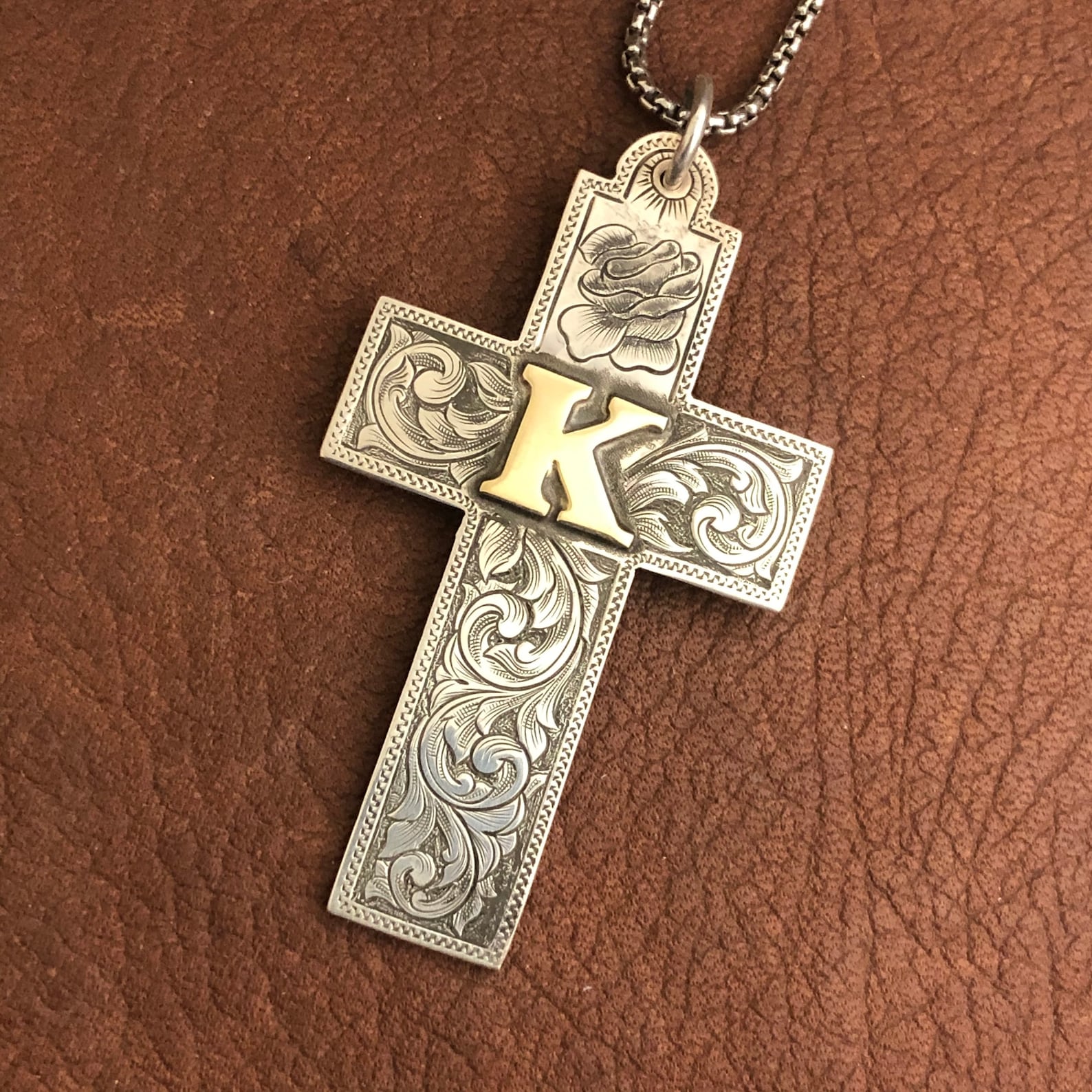 Sterling Silver Hand Engraved Cross | Etsy