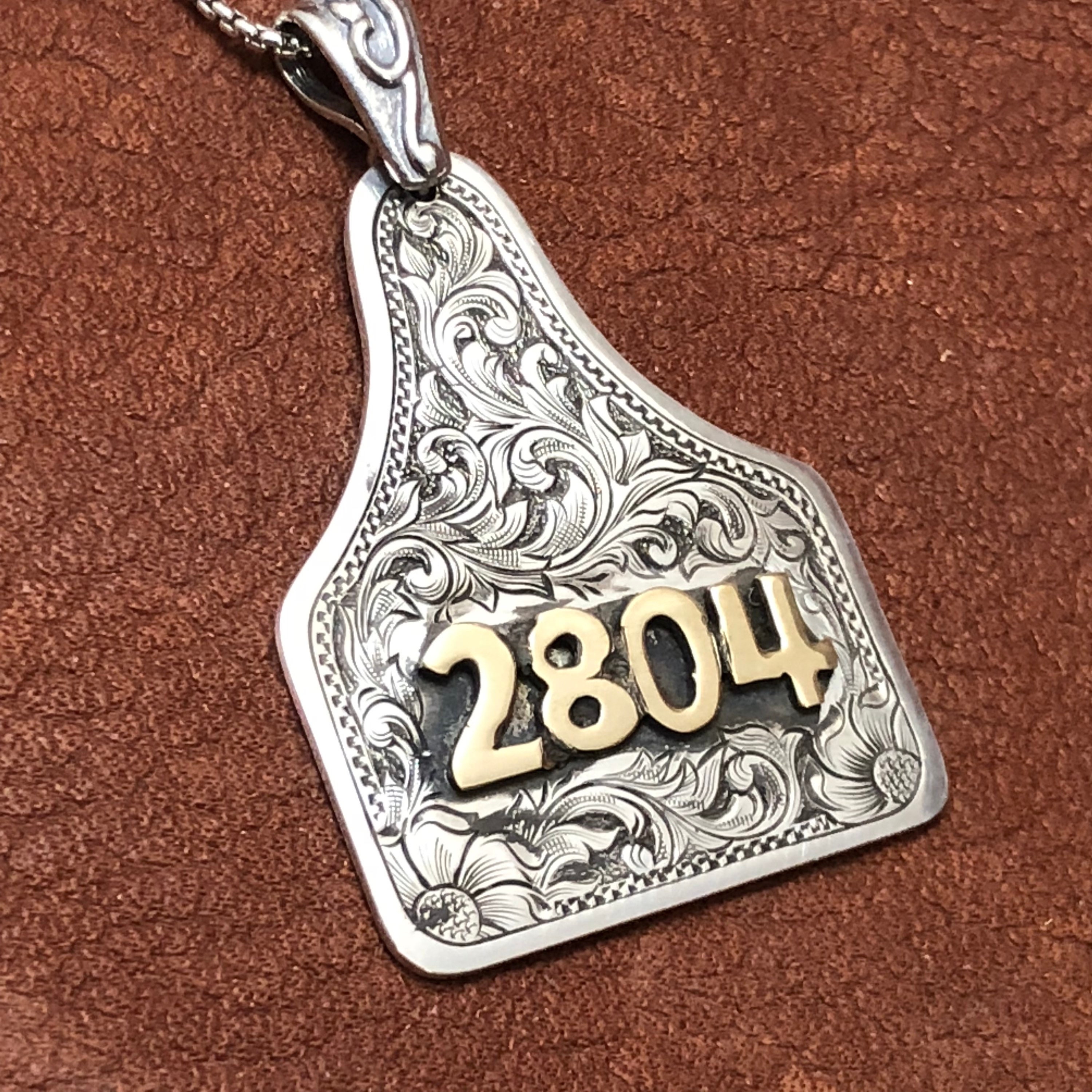 Sterling Ear Tag Pendant Hand Engraved - Etsy