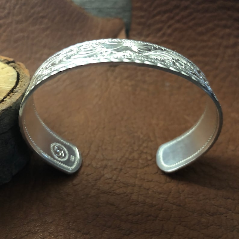 5/8 Hand Engraved Sterling Silver Cuff Bracelet - Etsy