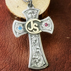 Sterling Silver, Hand Engraved Cross - Etsy
