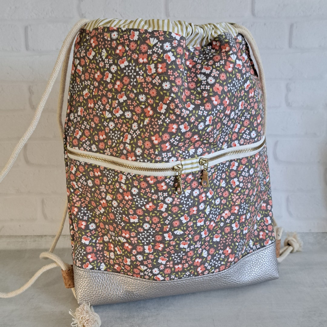 Begonia Drawstring Backpack Cinch Bag 14x13 (pattern by Blue Calla) - Etsy