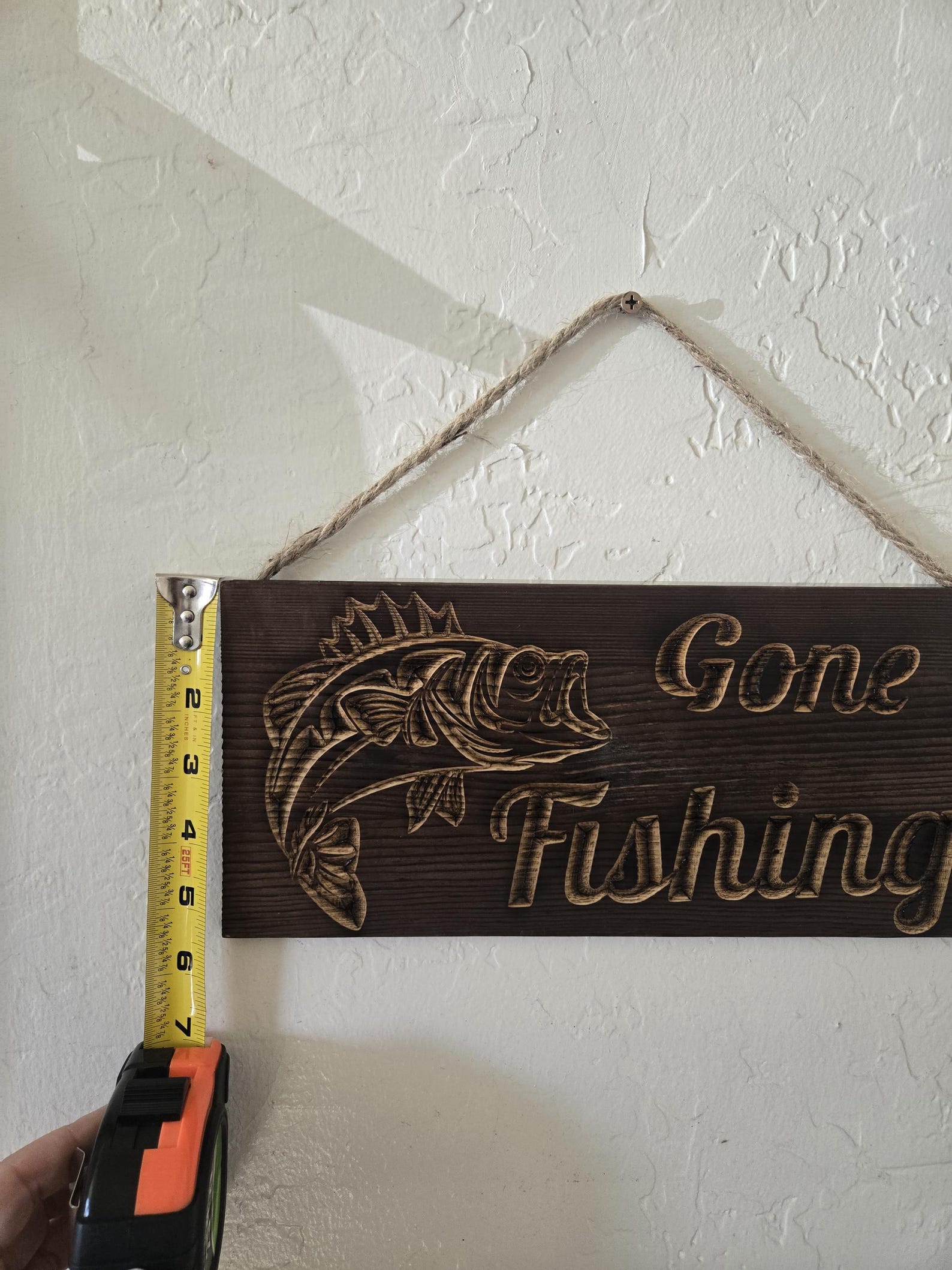 Gone Fishing Sign | Rustic Wood Bass Fish Decor | Laser Engraved Wall ...