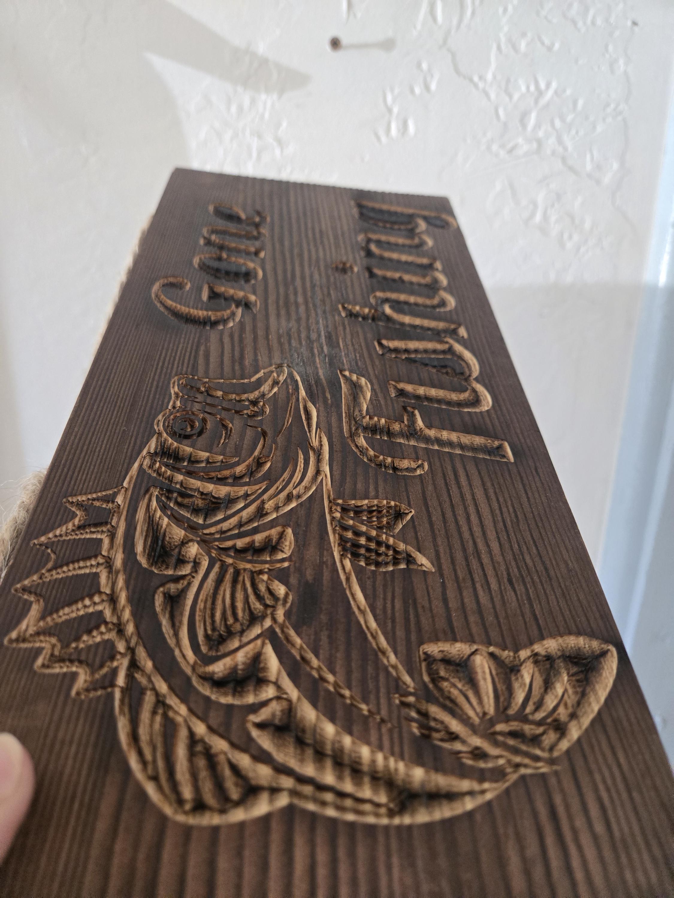 Gone Fishing Sign | Rustic Wood Bass Fish Decor | Laser Engraved Wall ...