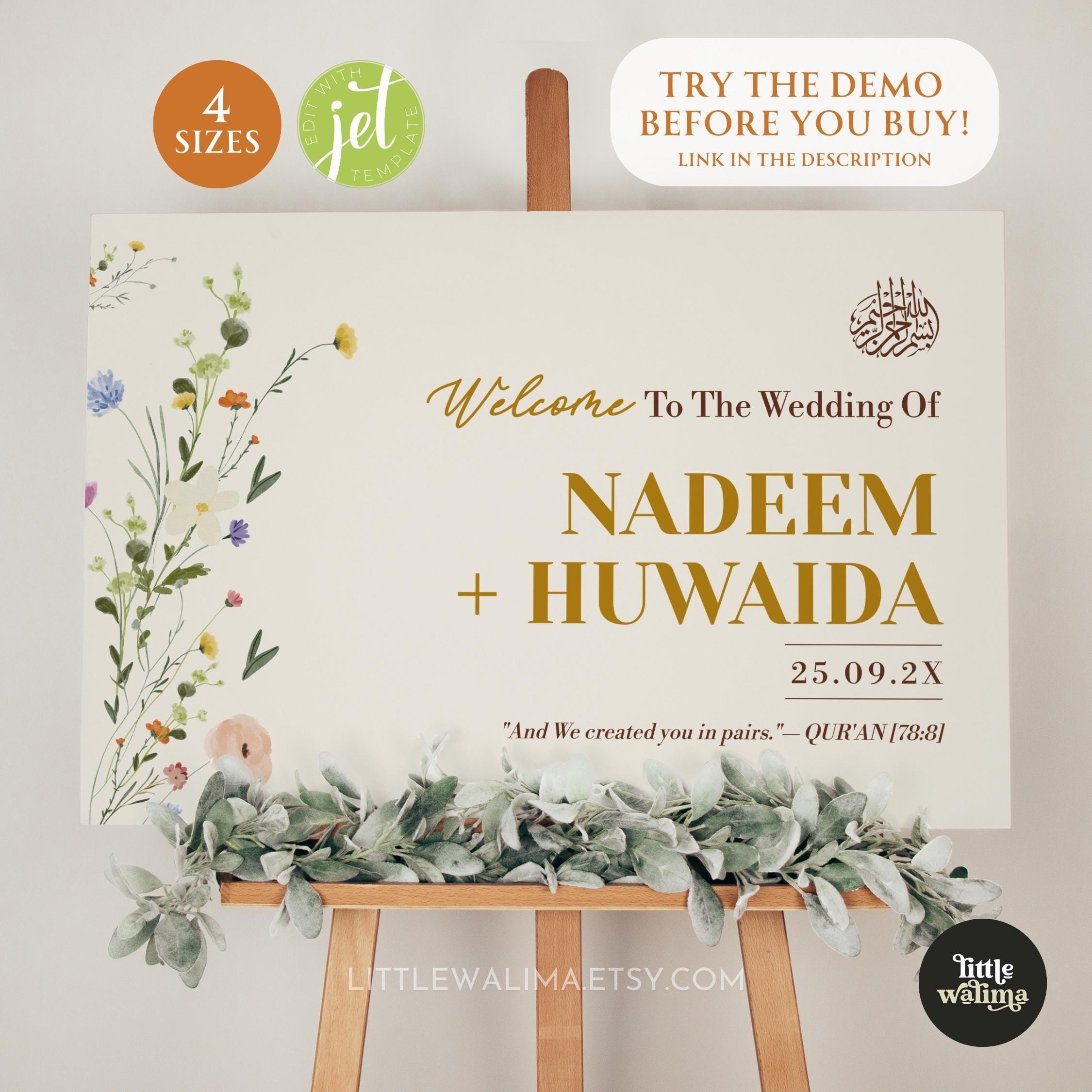 Islamic Welcome Walima Sign, Bismillah & Quran Quote | Muslim Wedding ...