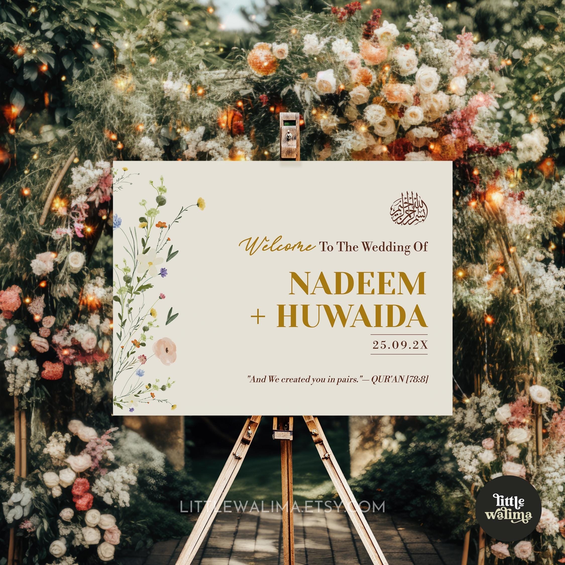 Islamic Welcome Walima Sign, Bismillah & Quran Quote | Muslim Wedding ...