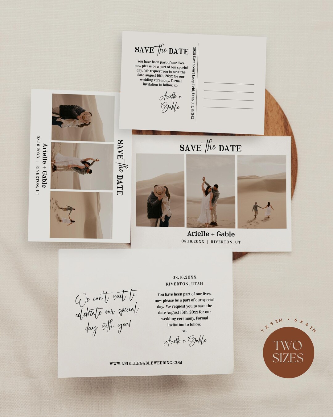 Collage Photo Save the Date Wedding Postcard, Minimal Save the Date Set ...