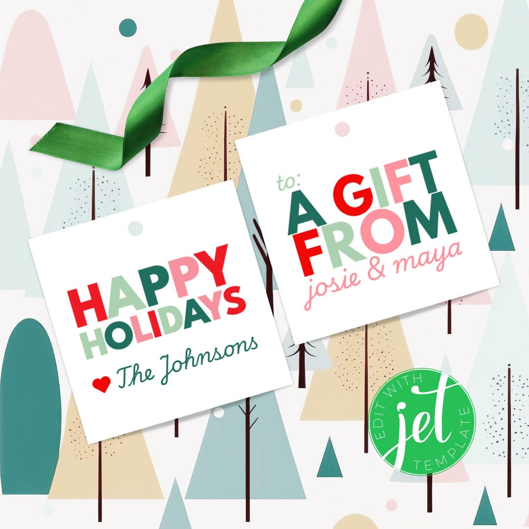 DIY Happy Holidays Gift Tags TEMPLATE, Printable Holiday Gift Tags ...