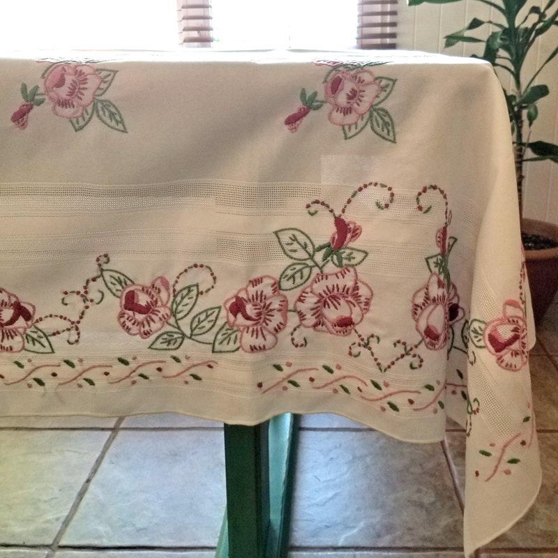 Embroidered Tablecloth - Etsy