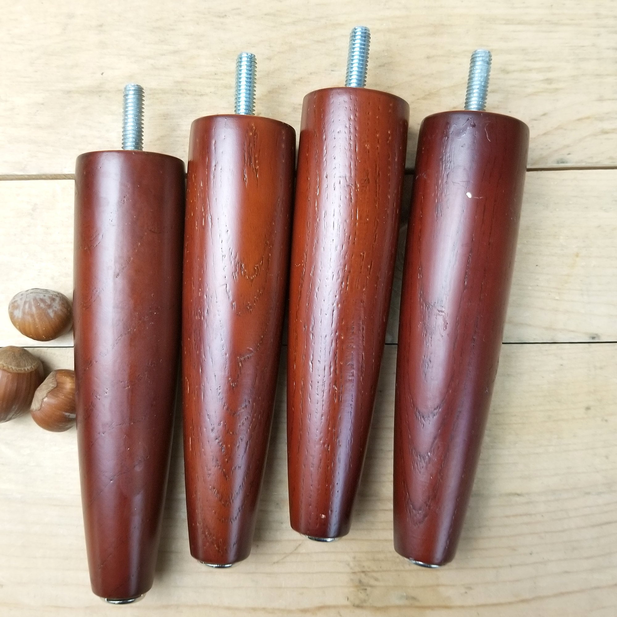 Vintage wooden legs Set of 4 Furniture Retro Decor Mid | Etsy