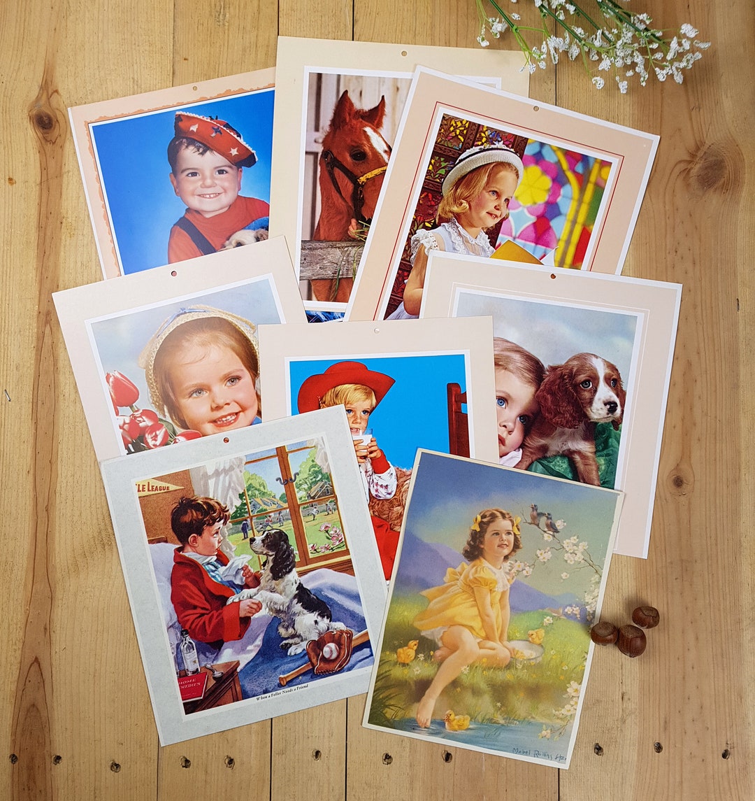 Set of 8 Vintage Calendar Prints Ephemera Junk Journal Craft Projects ...