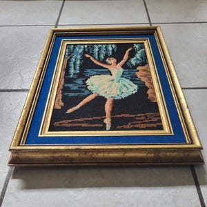Vintage Framed Needlepoint Bellerina Art / Royal Paris / Wall Art ...