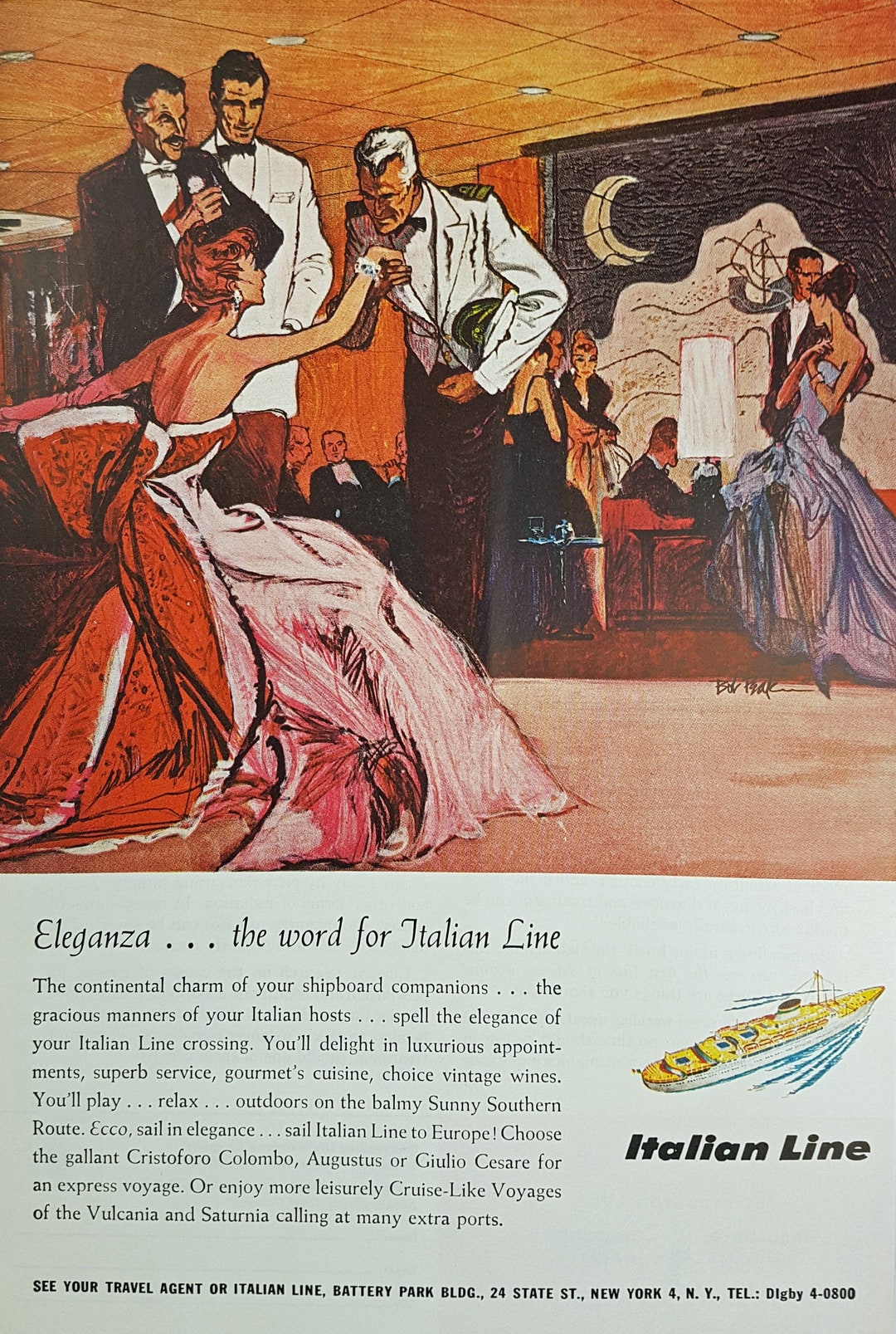 1958 ITALIAN LINE Advertisement Original Magazine Ad Retro - Etsy