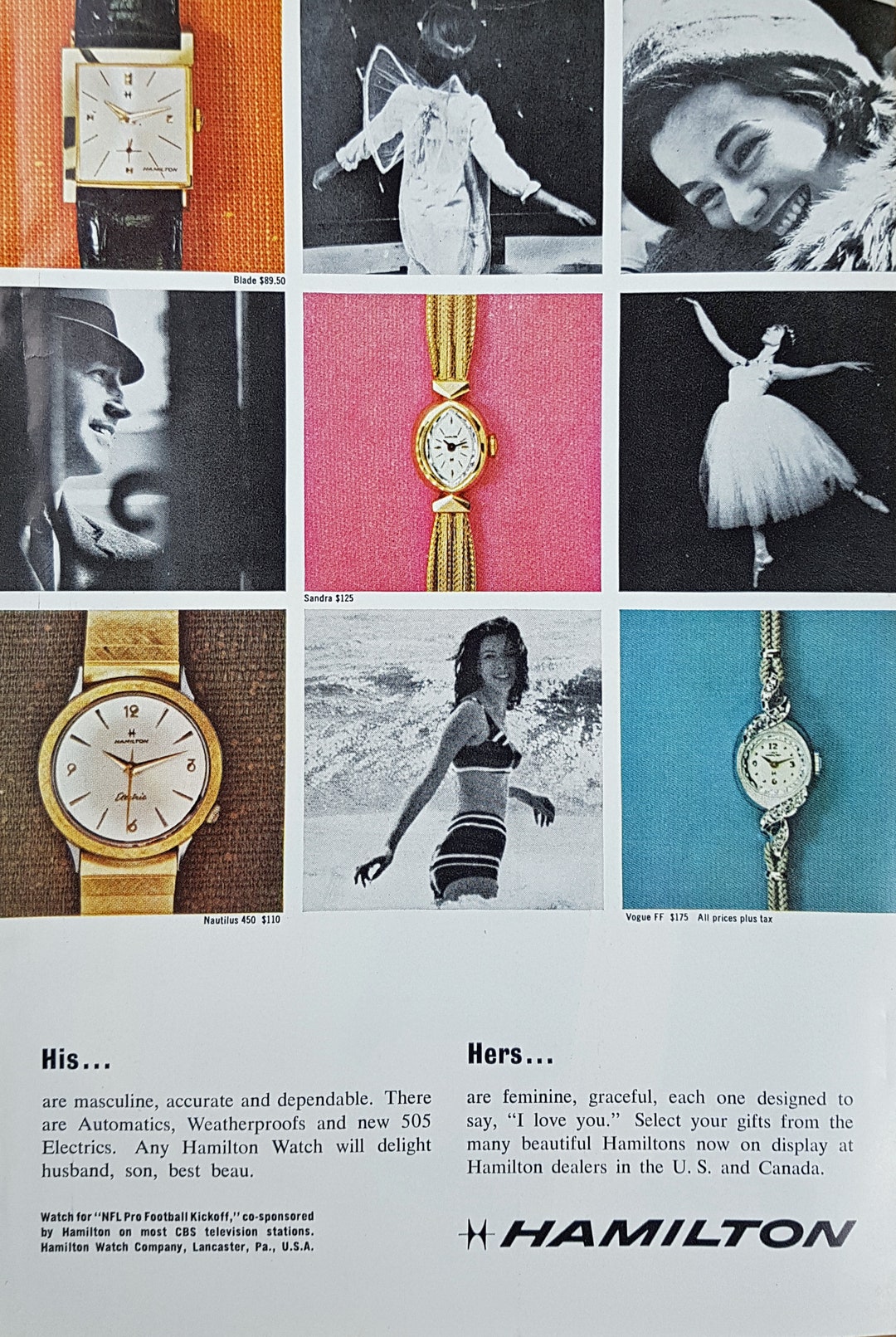 1963 HAMILTON WATCH Advertising Original Magazine Ad Vintage Print ...